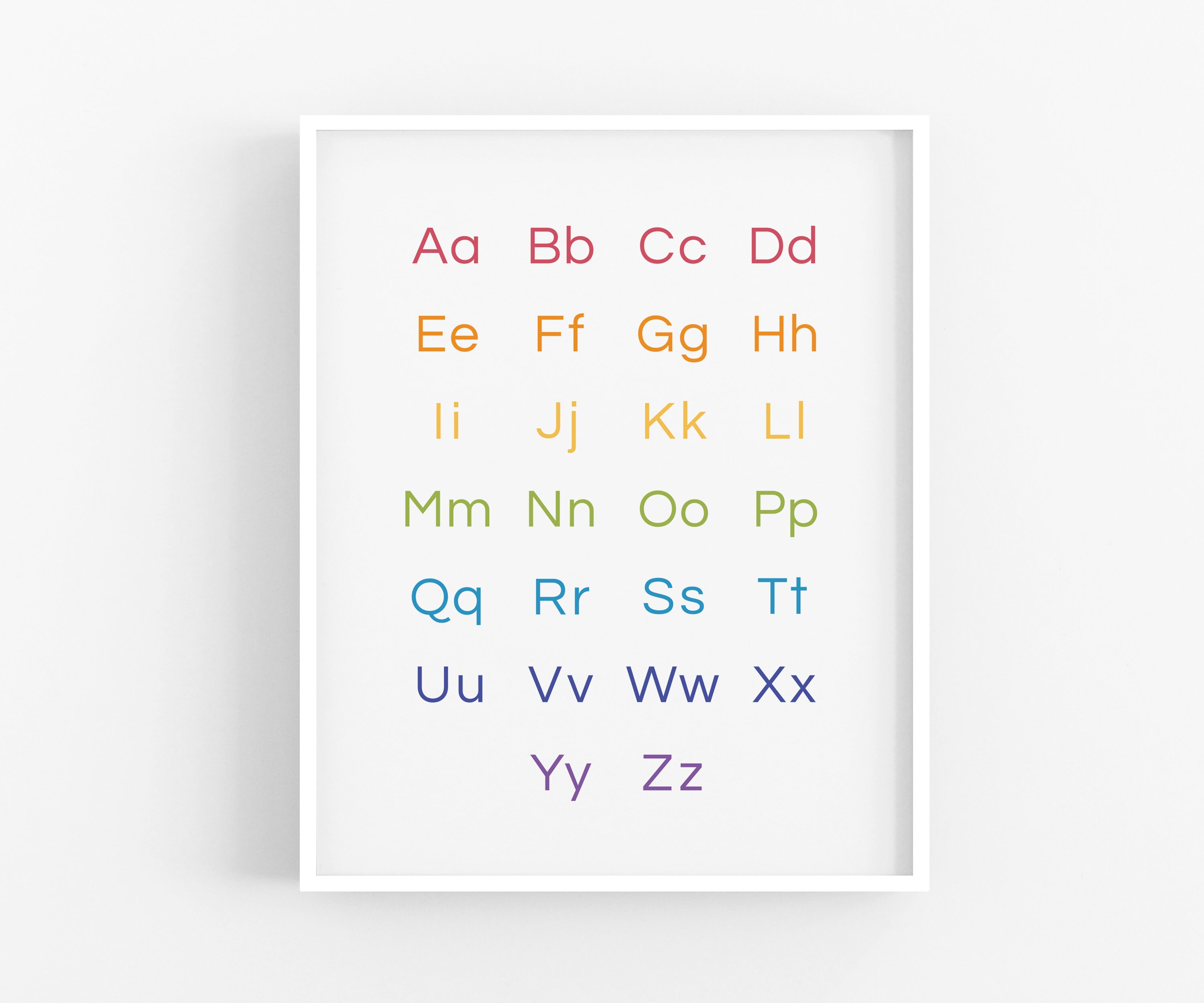 Rainbow Alphabet Chart for Children's Bedroom, Nursery or Playroom ...