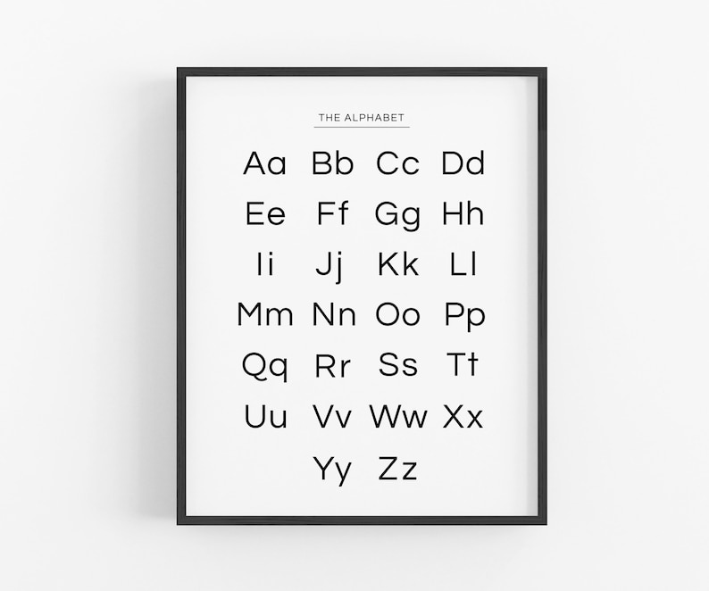 Alphabet Chart - Black and White - Children's Bedroom, Nursery or ...