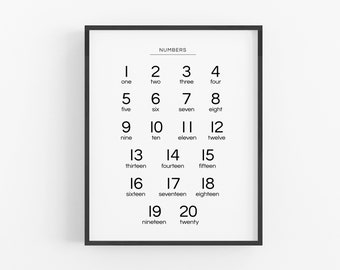 Number Chart 1-100 - Black and White - Children's Bedroom, Nursery or ...