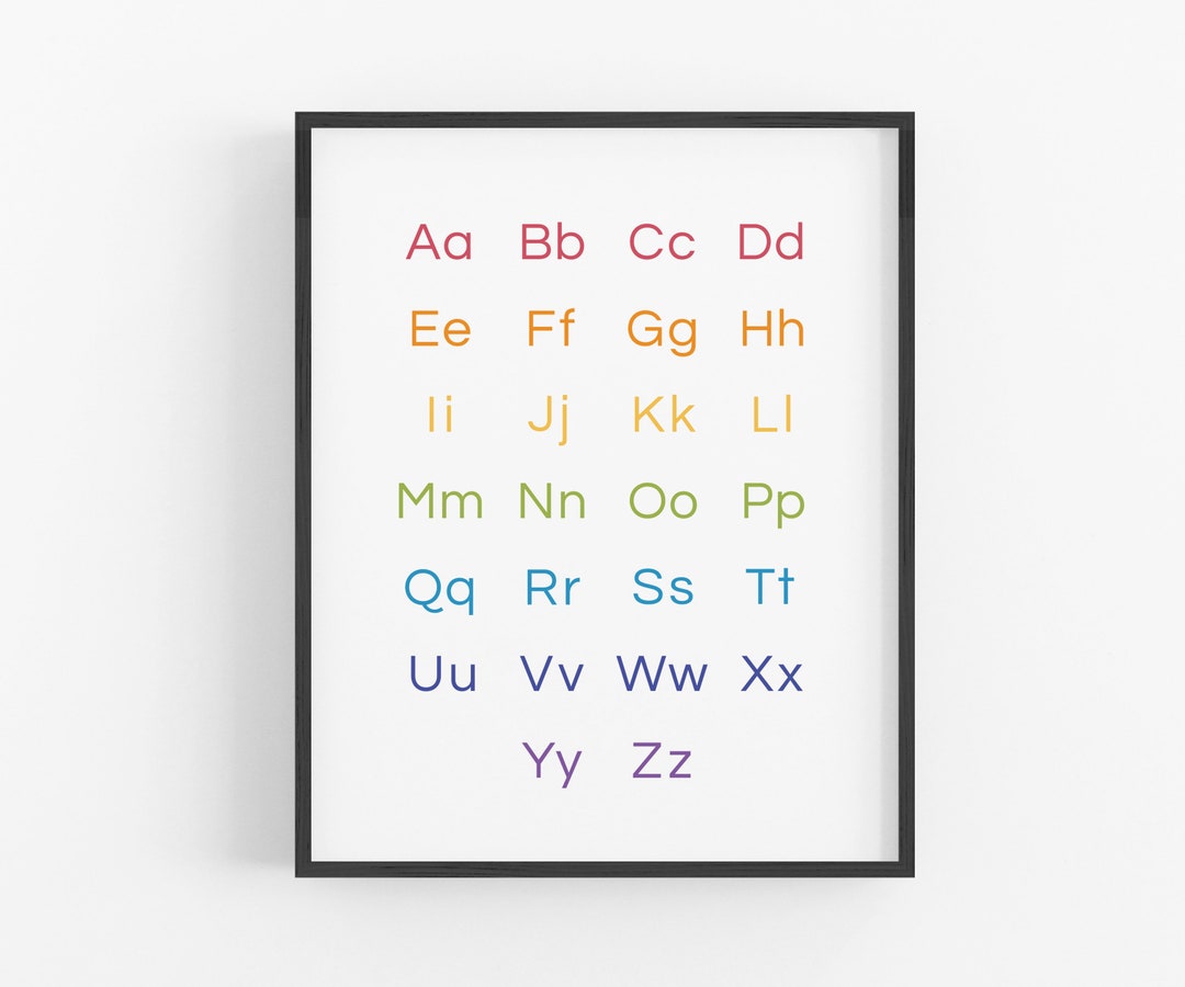 Rainbow Alphabet Chart for Children's Bedroom, Nursery or Playroom ...