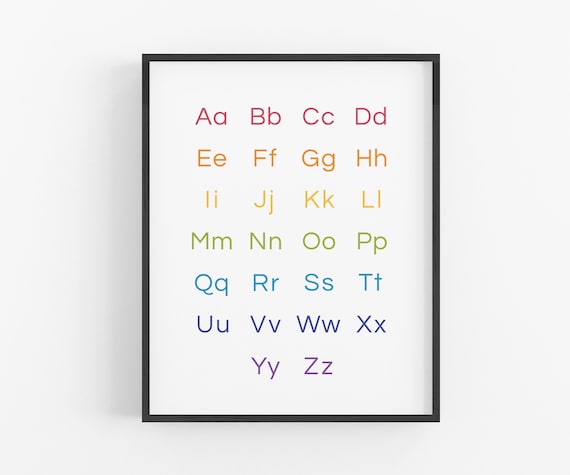 Rainbow Alphabet Chart for Children's Bedroom Nursery or | Etsy
