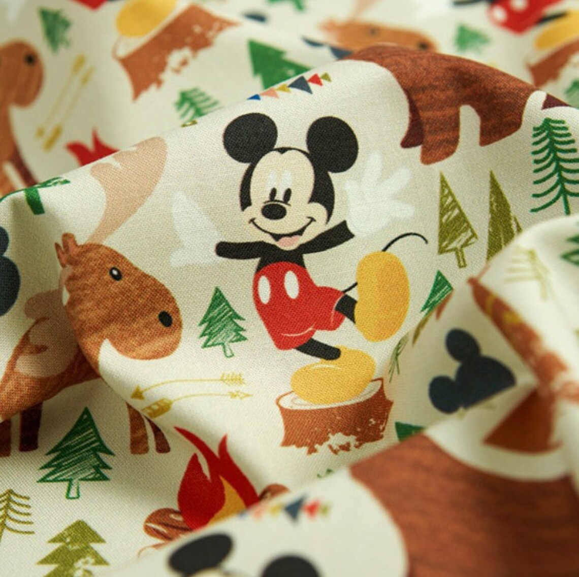 Forest Mickey Mouse Cotton Fabric/half yard fabric/Disney | Etsy