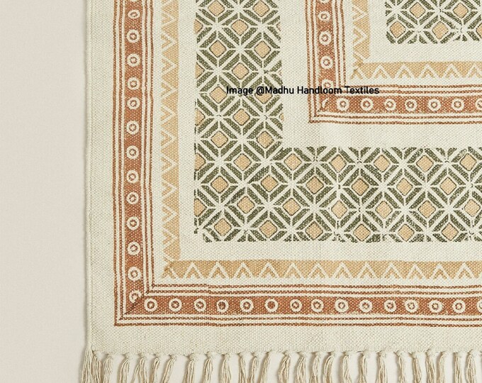 Bohemian Inspired Hand Woven Cotton Hand Woven Rug, Cotton Rag Rug ...