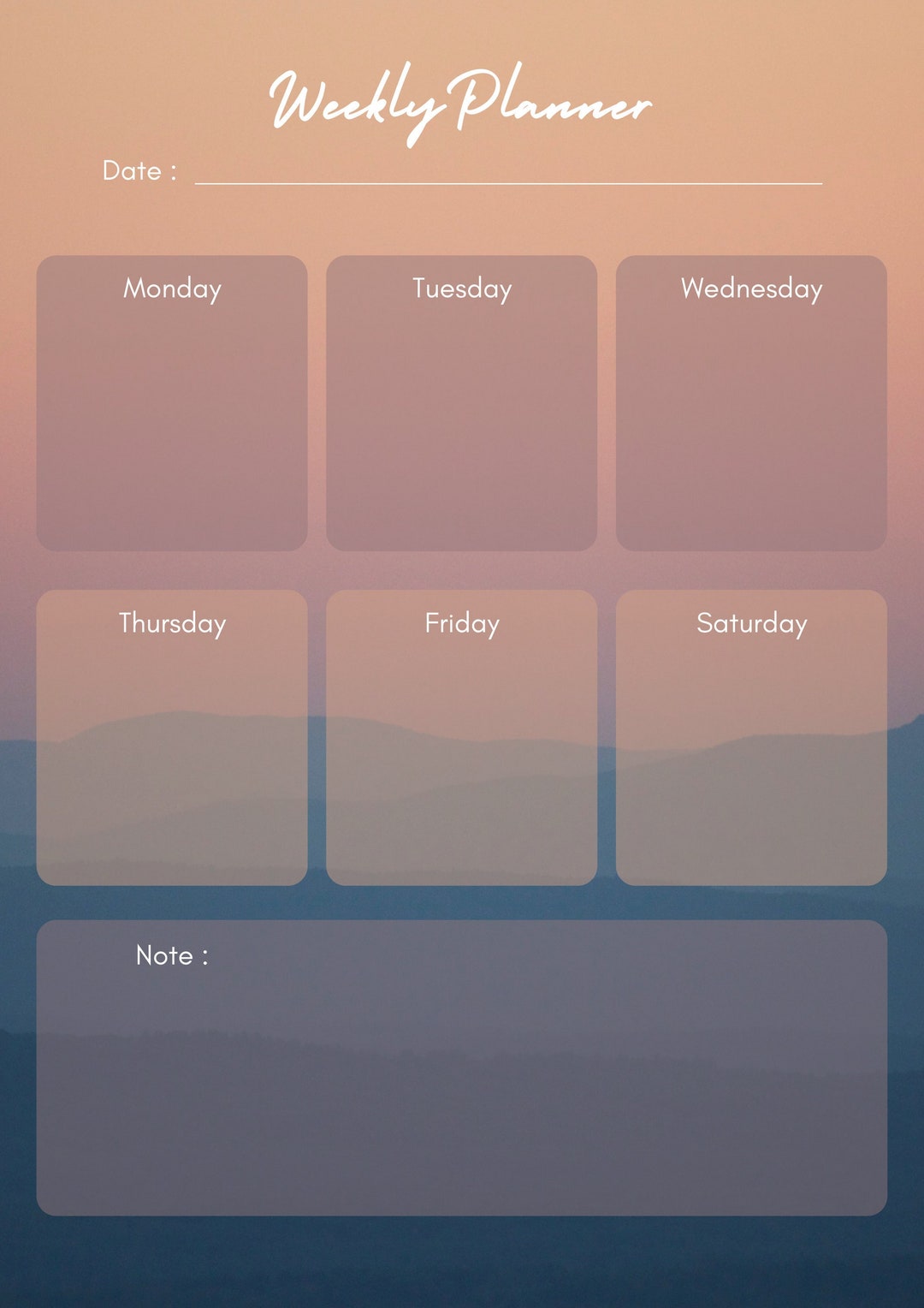 Printable Weekly Planner Undated - Etsy