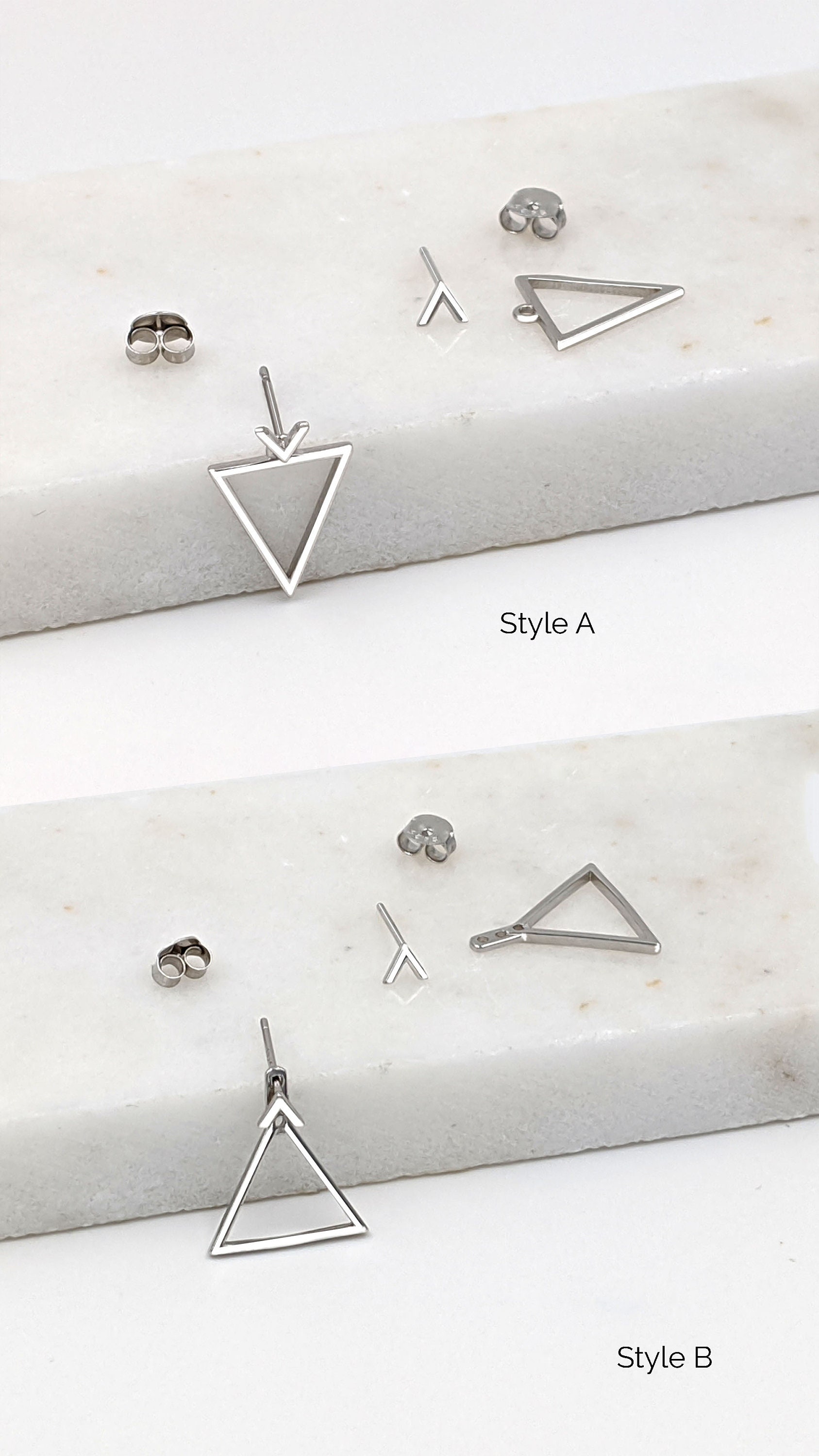 Triangle Ear Jacket Earrings: Gold or Silver Minimalist V Studs ...