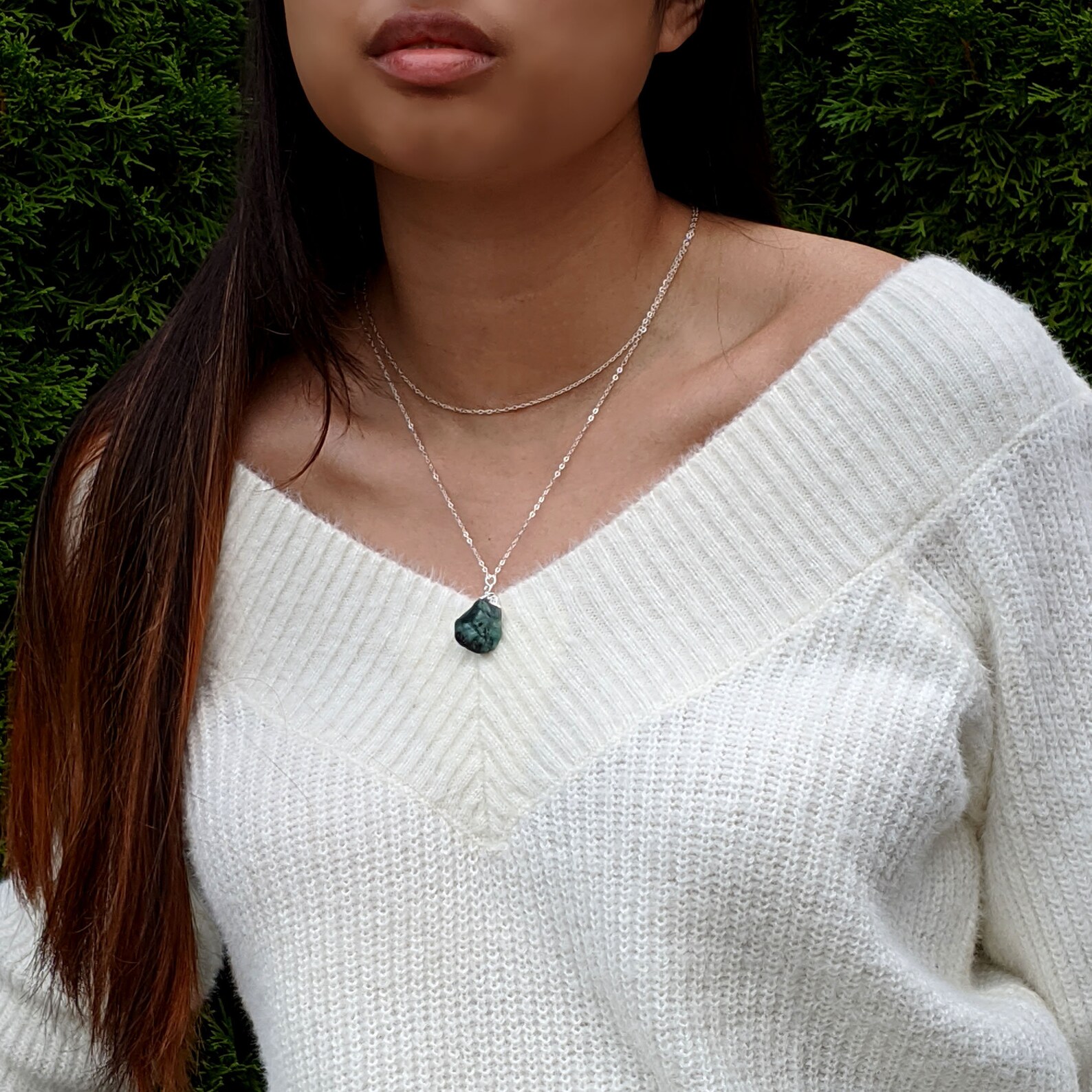 Large Raw Emerald Necklace Raw Emerald Pendant Necklace 40th - Etsy Canada