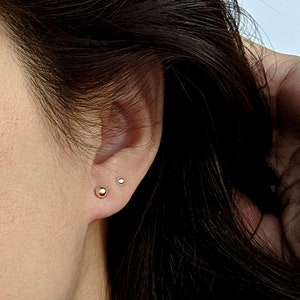 Threader Stud Earrings Gold Threader Earrings Sterling Silver Dot Ball ...