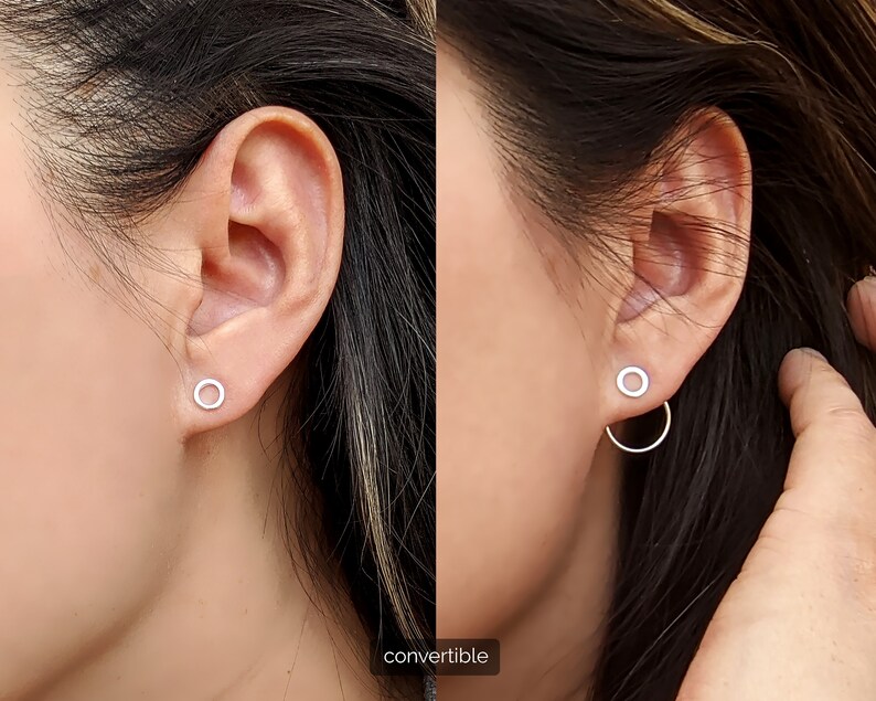 Circle Earrings Circle Studs Earrings & Ear Jacket Chain - Etsy