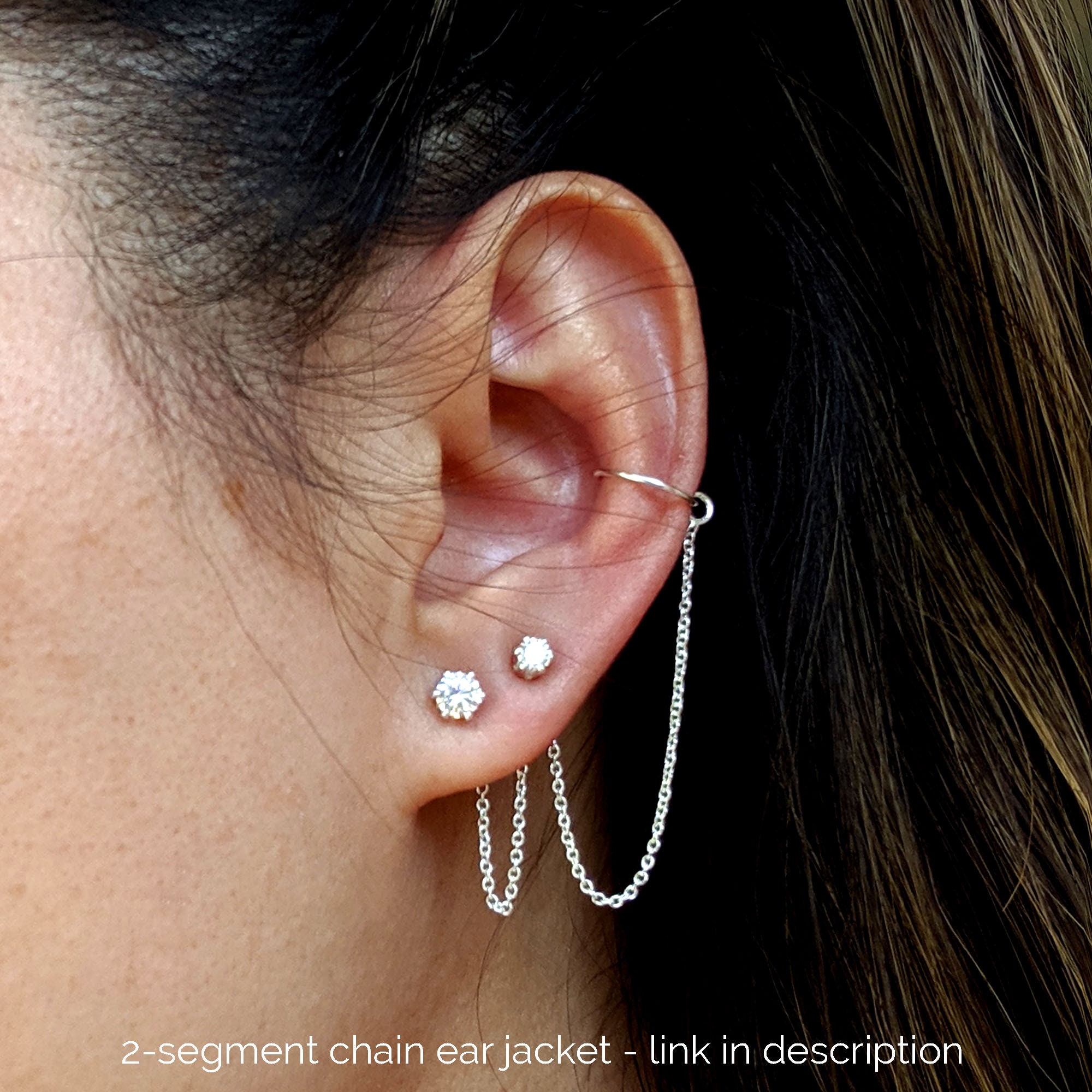 7-way Gold/silver Ear Jacket Chain Earring Accent & Cubic | Etsy Canada