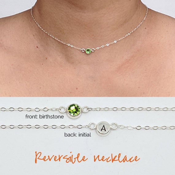 Peridot necklace Silver choker necklace August birthstone necklace Initial necklace Silver layered necklace Personalized gift for women Wife Etsy Italia