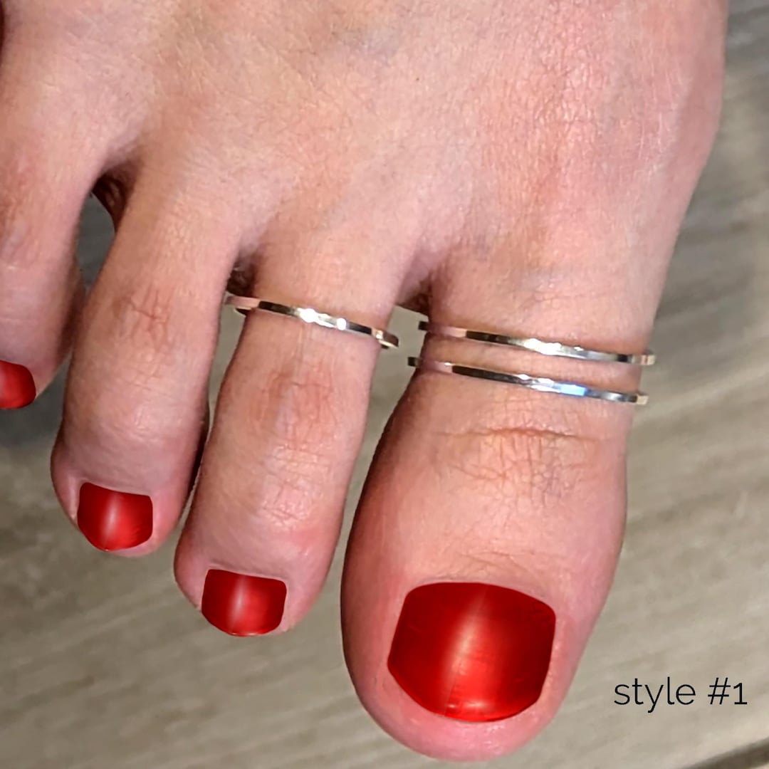 Small/big Toe Ring Sterling Silver Toe Ring Rose Gold Toe Rings Stackable Toe Rings Women Double ...