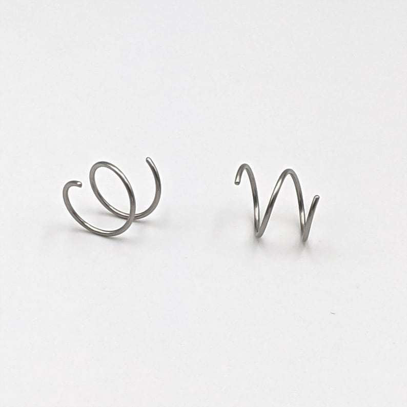 Spiral Helix Hoop: Double Piercing Earring for Cartilage or Lobe ...