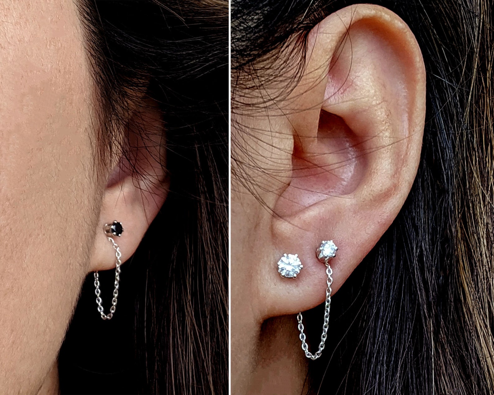 7-way Gold/silver Ear Jacket Chain Earring Accent & Cubic Zirconia ...