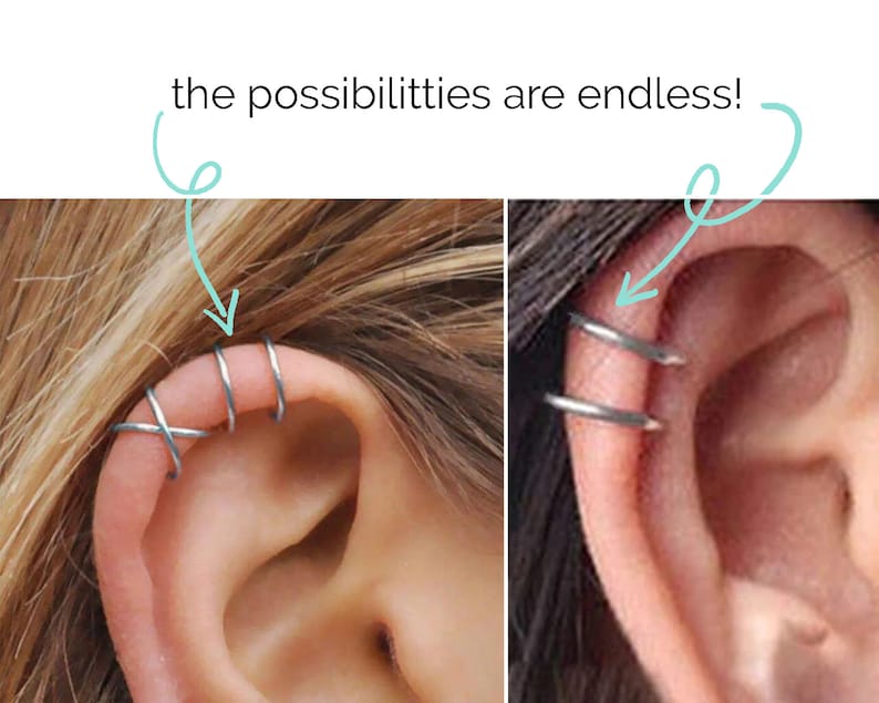 Spiral Helix Hoop: Double Piercing Earring for Cartilage or Lobe ...