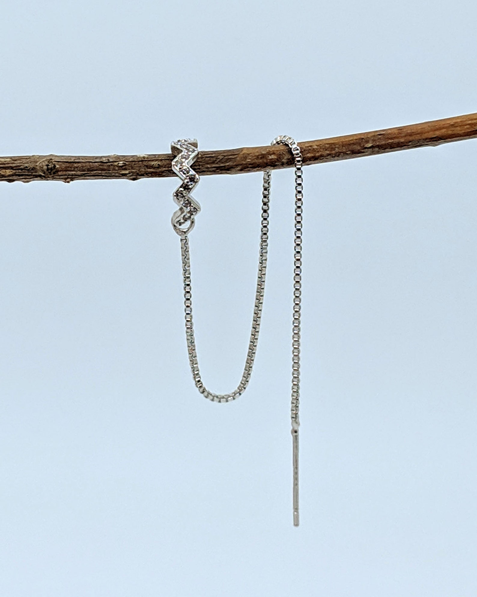 Conch Earring Sterling Silver Threader Earrings & Cubic - Etsy