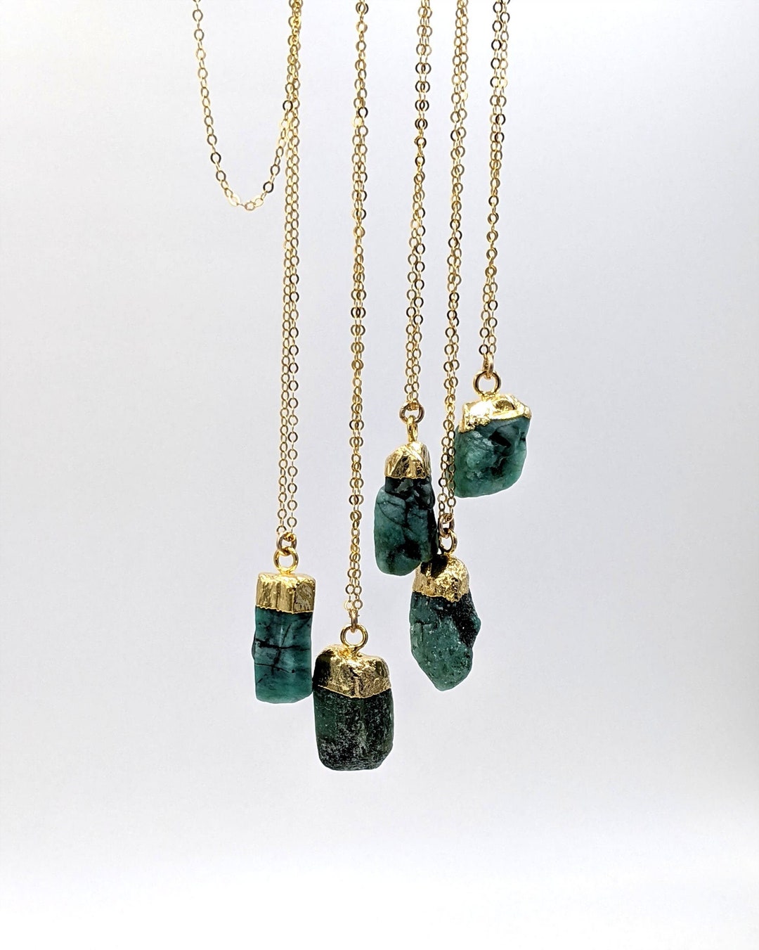 Large Raw Emerald Necklace Raw Emerald Pendant Necklace 40th Birthday ...