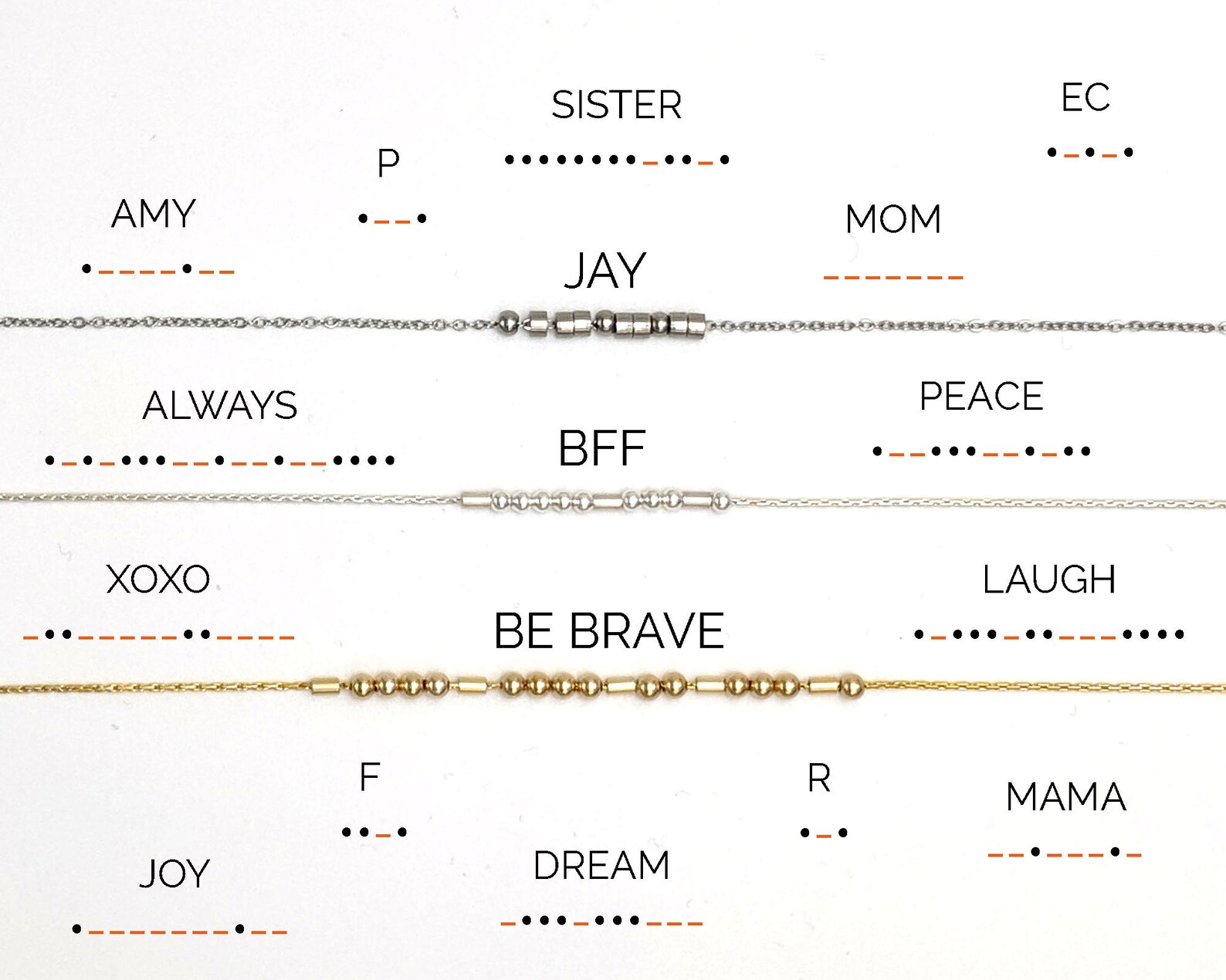 Custom Morse code bracelet Friend BFF Silver Be BRAVE bracelet | Etsy