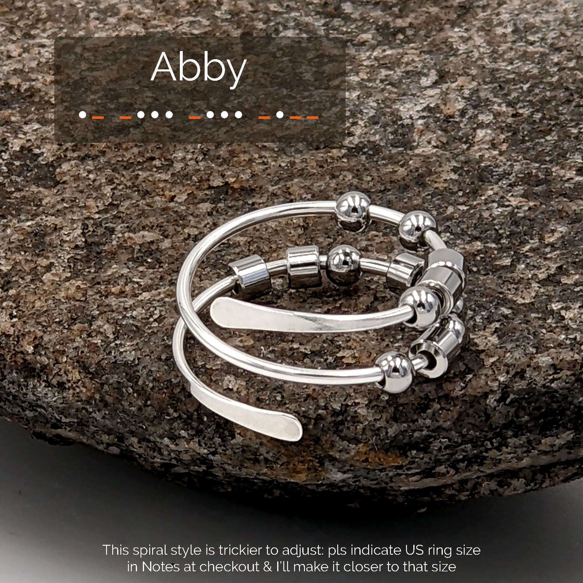 Fidget Ring W Morse Code Initial Ring Anxiety Ring Stainless | Etsy Canada