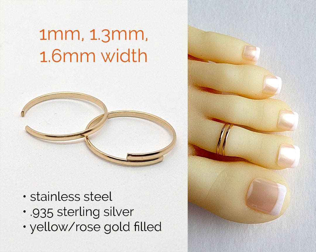 Sterling Silver Toe Ring Rose Gold Toe Rings Sterling Silver Stackable ...
