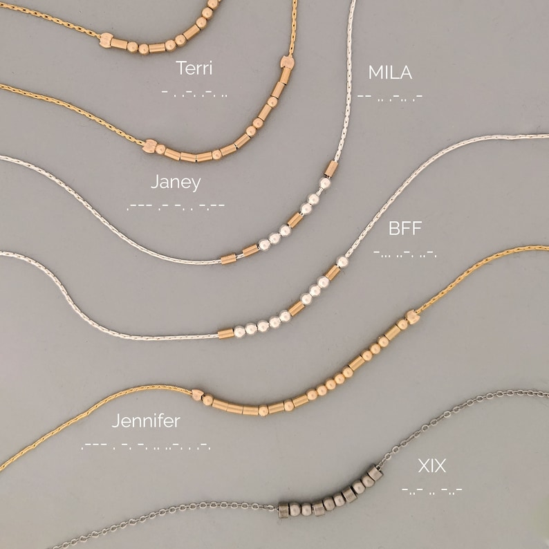 Morse Code Necklace Custom Rose Gold Layering Name Choker | Etsy Canada