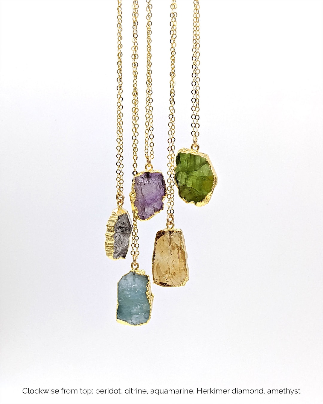 Large Gemstone Pendant Raw Birthstone Jewelry Real Crystal Necklace ...