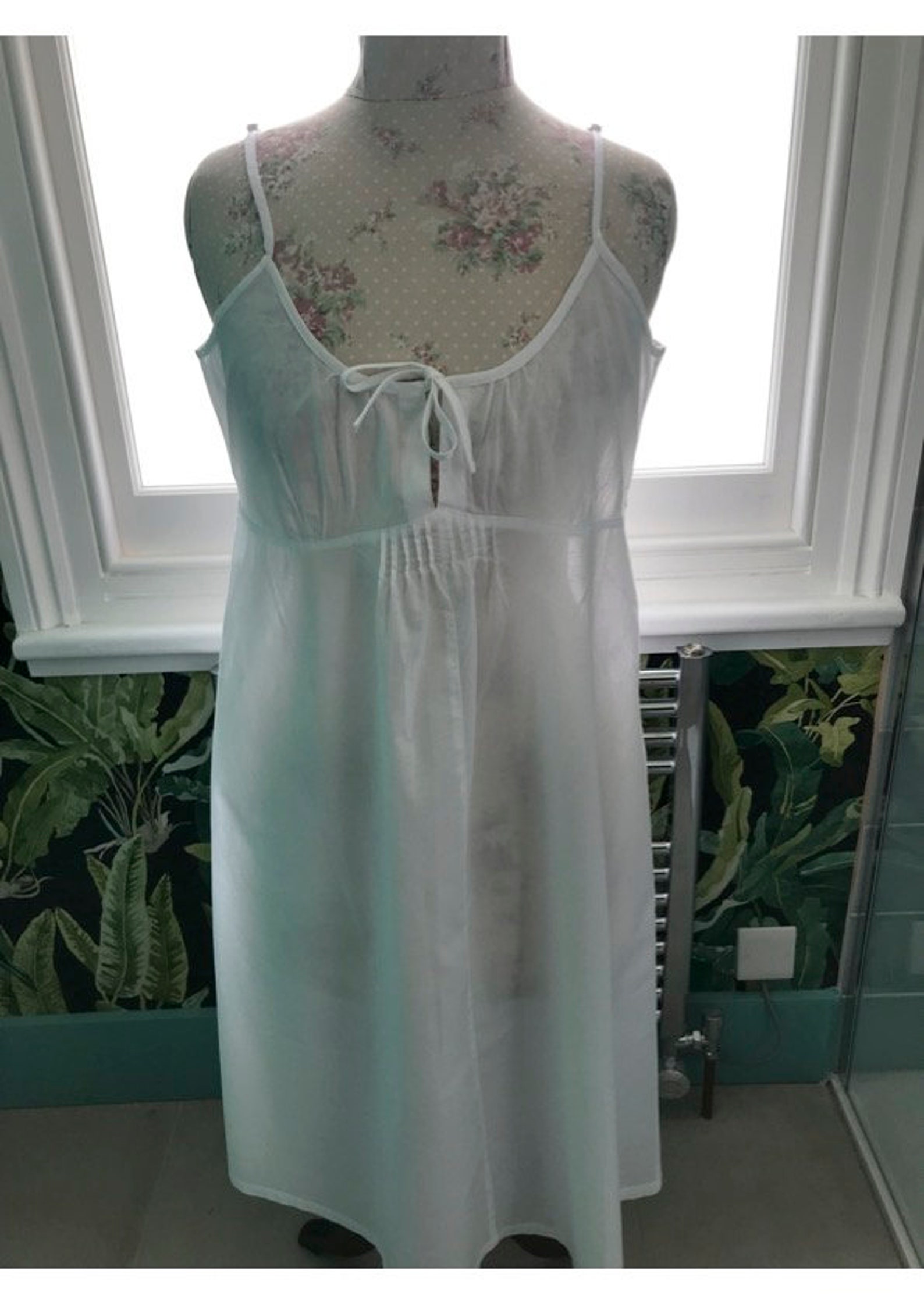 Meredith is a Pretty White Cotton Lawn Knee Length Nightdress With Shoe ...