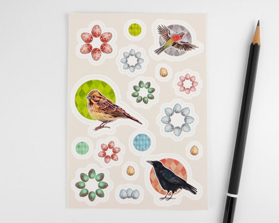 Bird Sticker Vinylsticker Vögel set of 17 stickers egg | Etsy