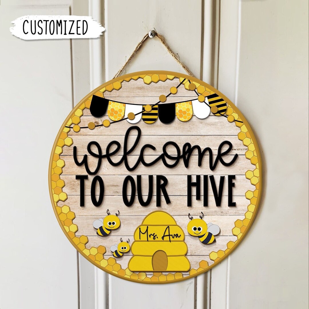 Personalized Classroom Door Sign, Teacher Door Sign, Bee Classroom ...