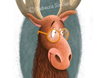 MOOSE Folk Art Print - 8x10" - Limited Edition - Etsy