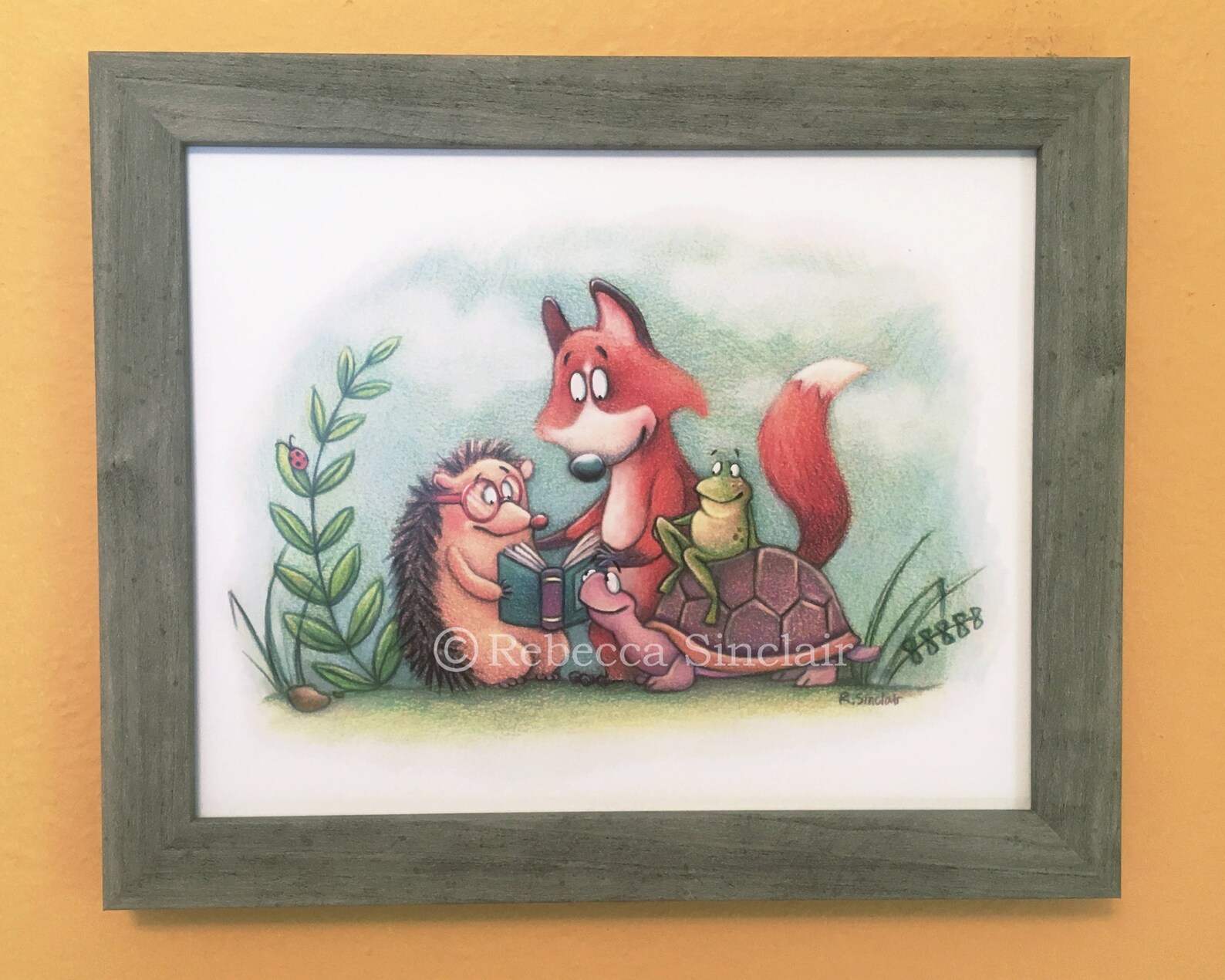 Fox, Hedgehog, Turtle, Frog, Forest Friends, Reading, 5 X 7 In, 8 X 10 ...