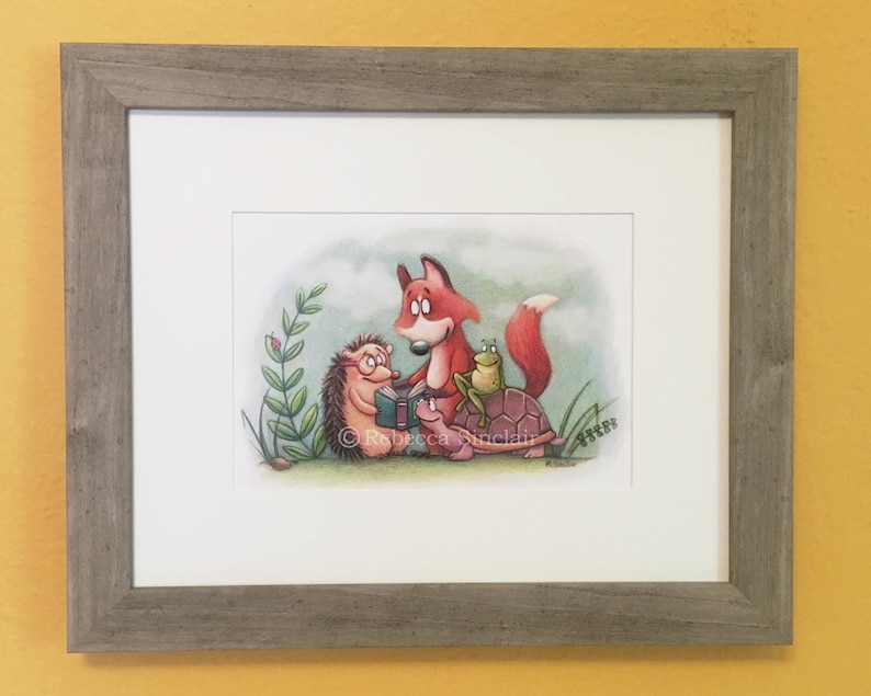 Fox, Hedgehog, Turtle, Frog, Forest Friends, Reading, 5 X 7 In, 8 X 10 ...
