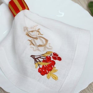Set of 8 Elegant KS Monogram Embroidered Rowan Dinner Napkins Home ...
