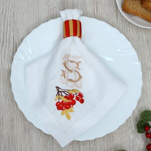 Set of 8 Elegant KS Monogram Embroidered Rowan Dinner Napkins Home ...