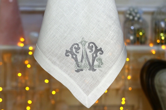 Set of 2 4 8 Elegant Monogram Embroidered Dinner Napkins Home | Etsy