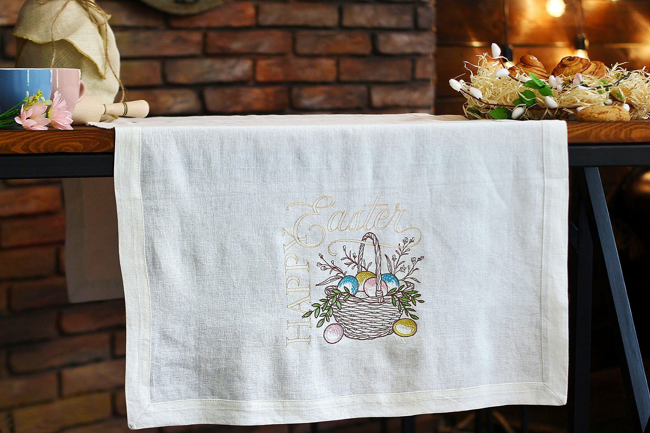 Easter Decor Custom Table Runner Embroidered Linen Runner | Etsy