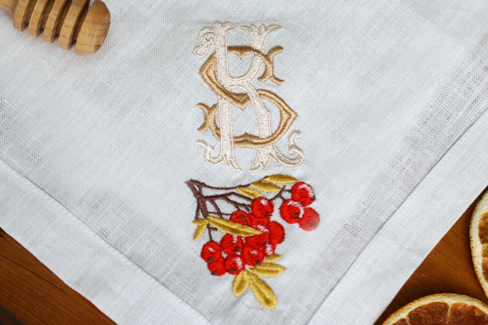 Set of 8 Elegant KS Monogram Embroidered Rowan Dinner Napkins | Etsy