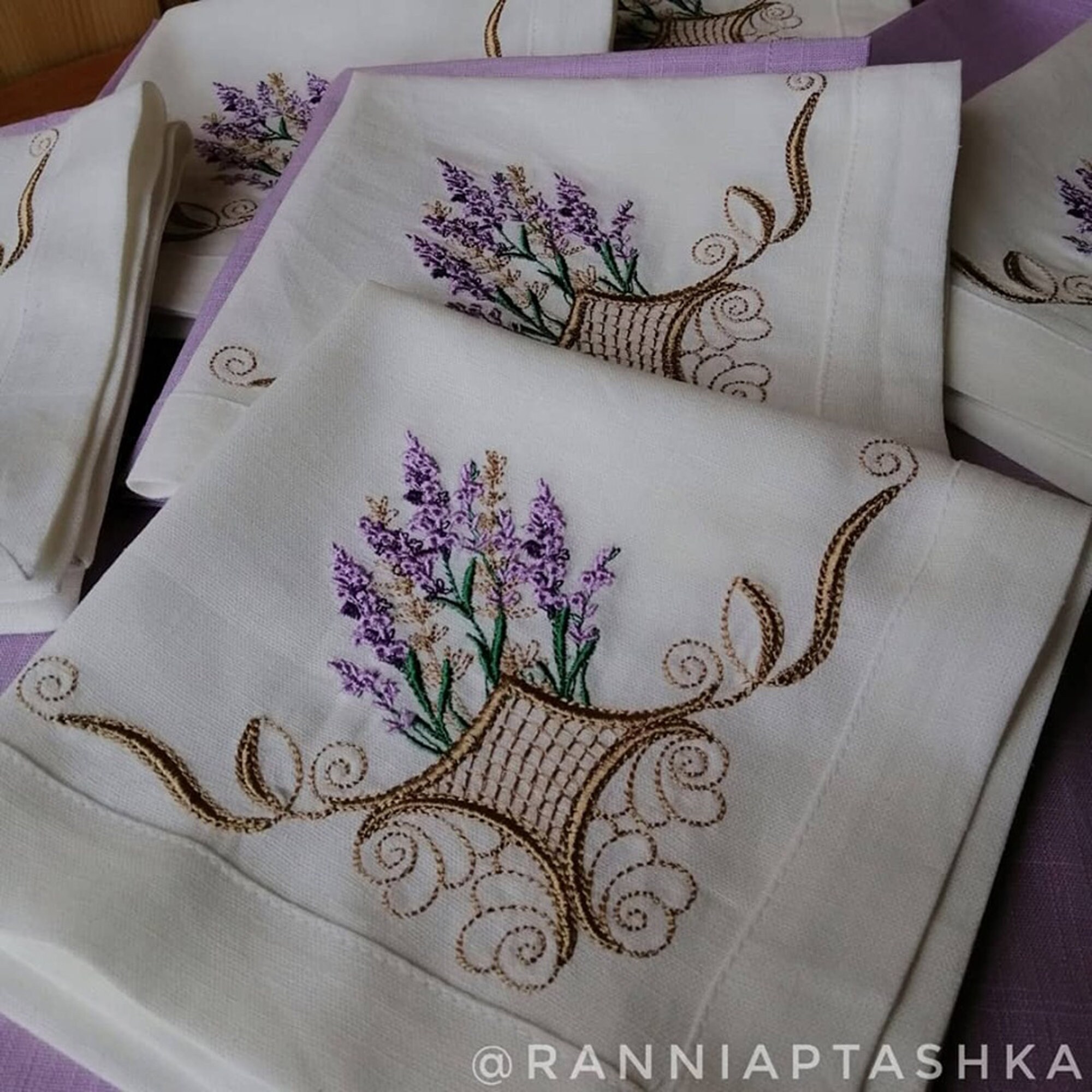 Lavender Napkins Linen Napkins Embroidered Cloth Napkins - Etsy