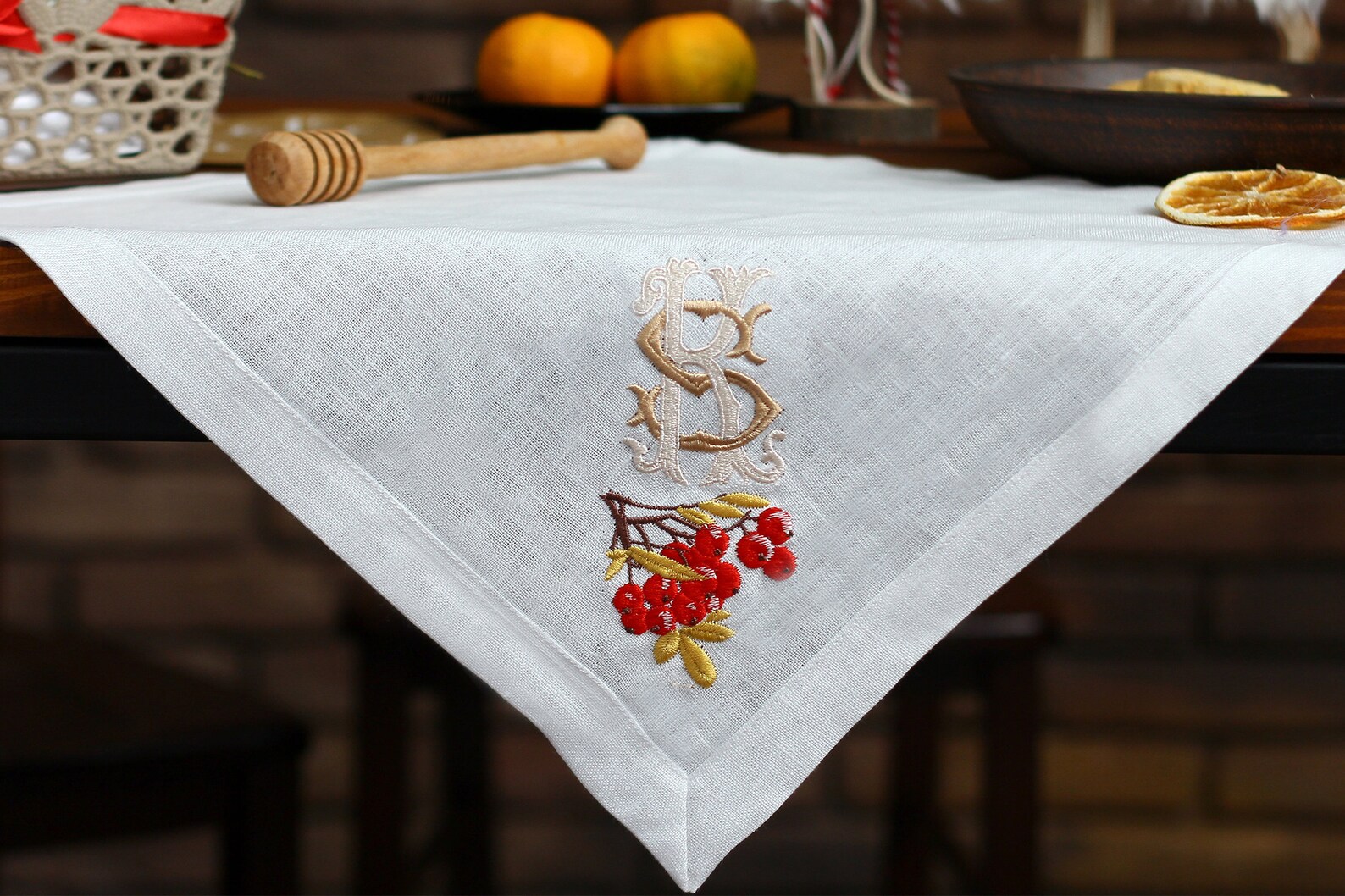 Set of 8 Elegant KS Monogram Embroidered Rowan Dinner Napkins | Etsy