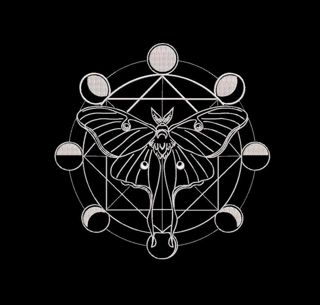 Linen Luna Moth Altar Cloth With Moon Phases Embroidery, Sacred ...