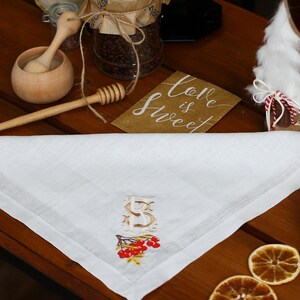 Set of 8 Elegant KS Monogram Embroidered Rowan Dinner Napkins Home ...