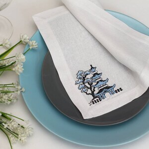 Chinese Pagoda Linen Dinner Napkins, Personalized Linen Napkins ...