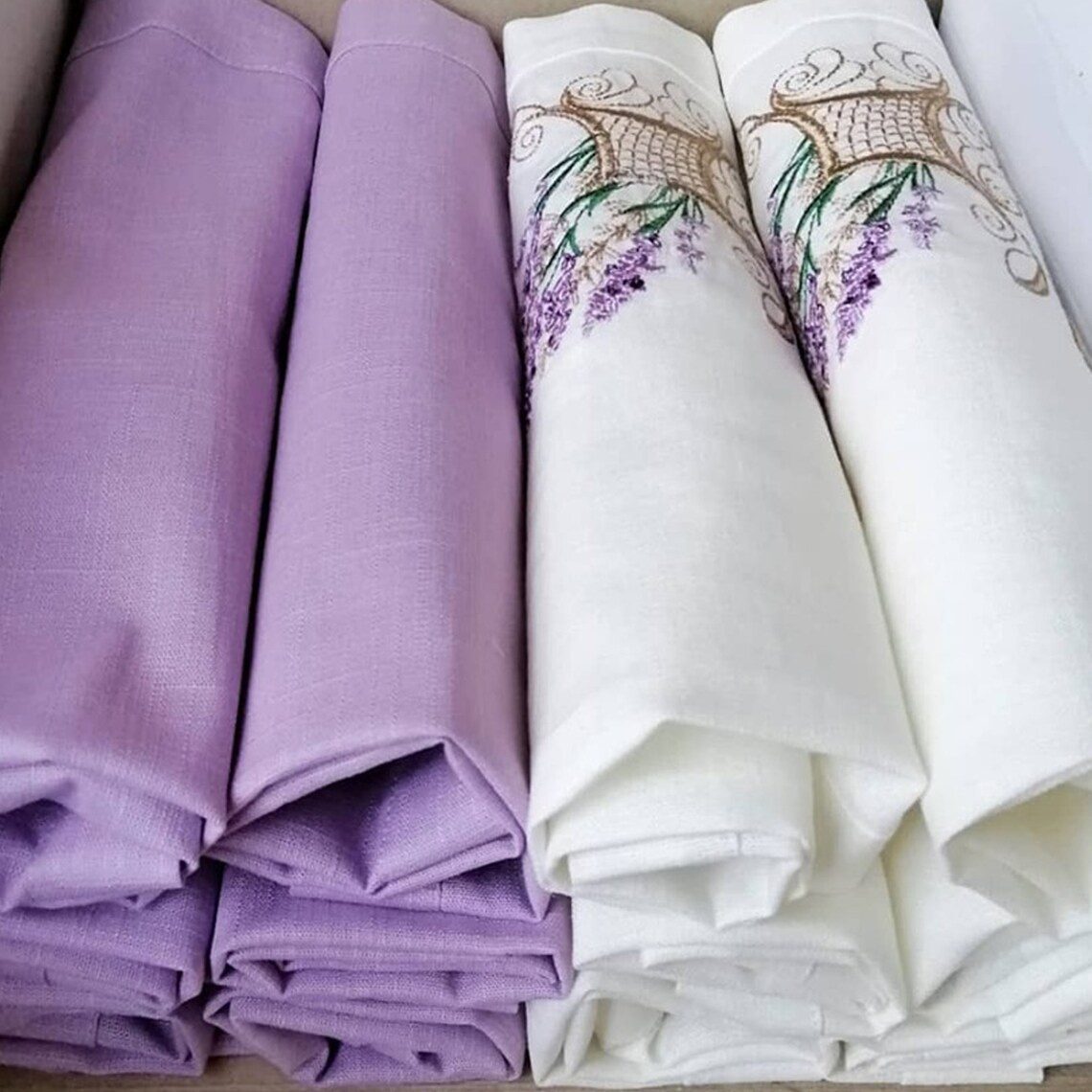 Lavender Napkins Linen Napkins Embroidered Cloth Napkins - Etsy