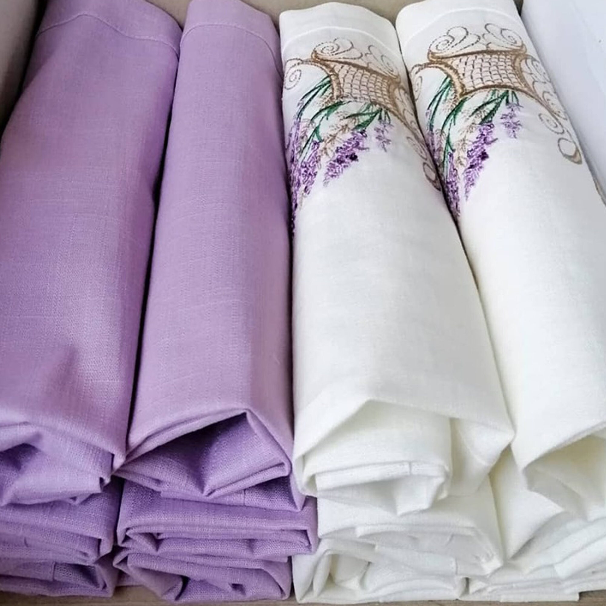 Lavender Napkins Linen Napkins Embroidered Cloth Napkins - Etsy