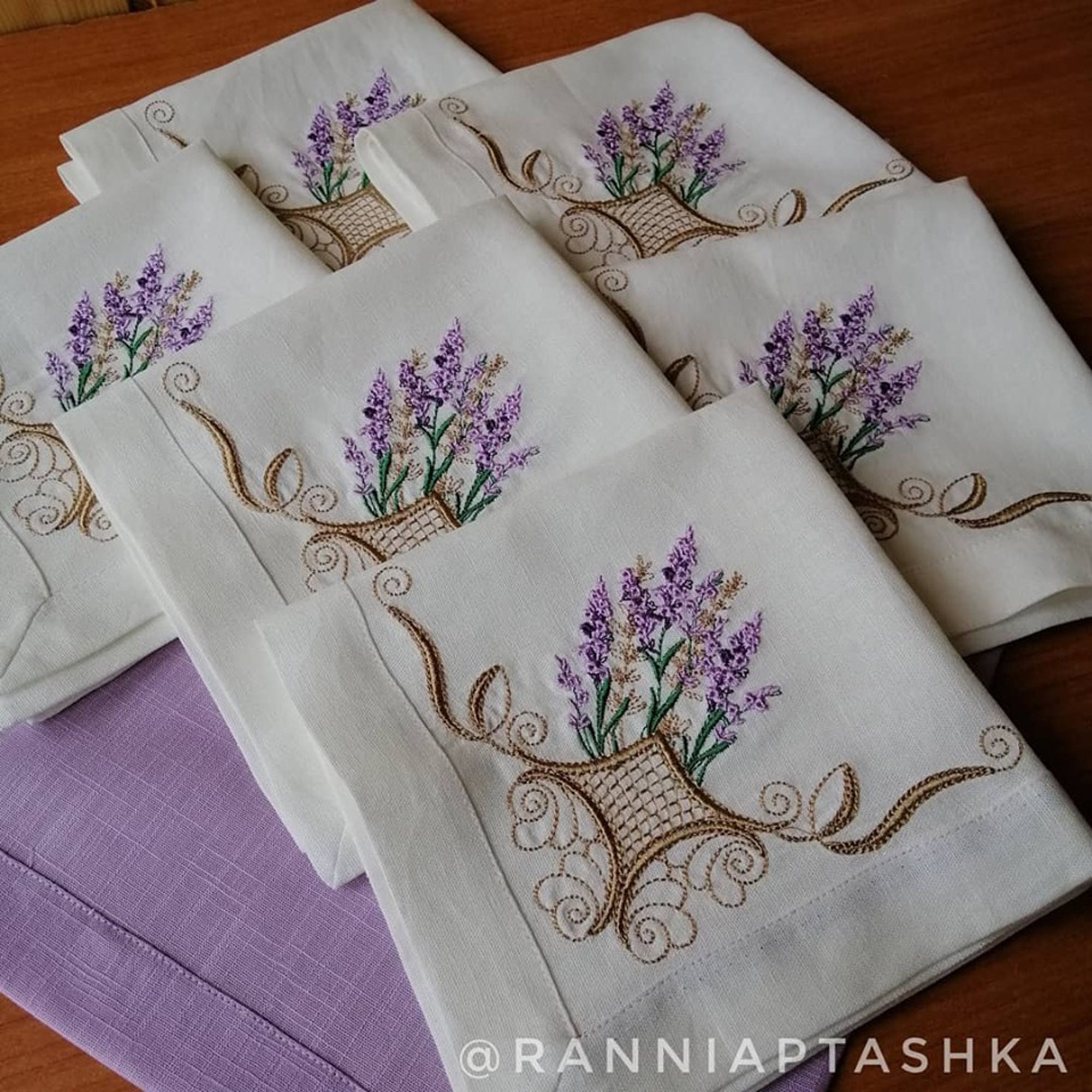 Lavender Napkins Linen Napkins Embroidered Cloth Napkins - Etsy