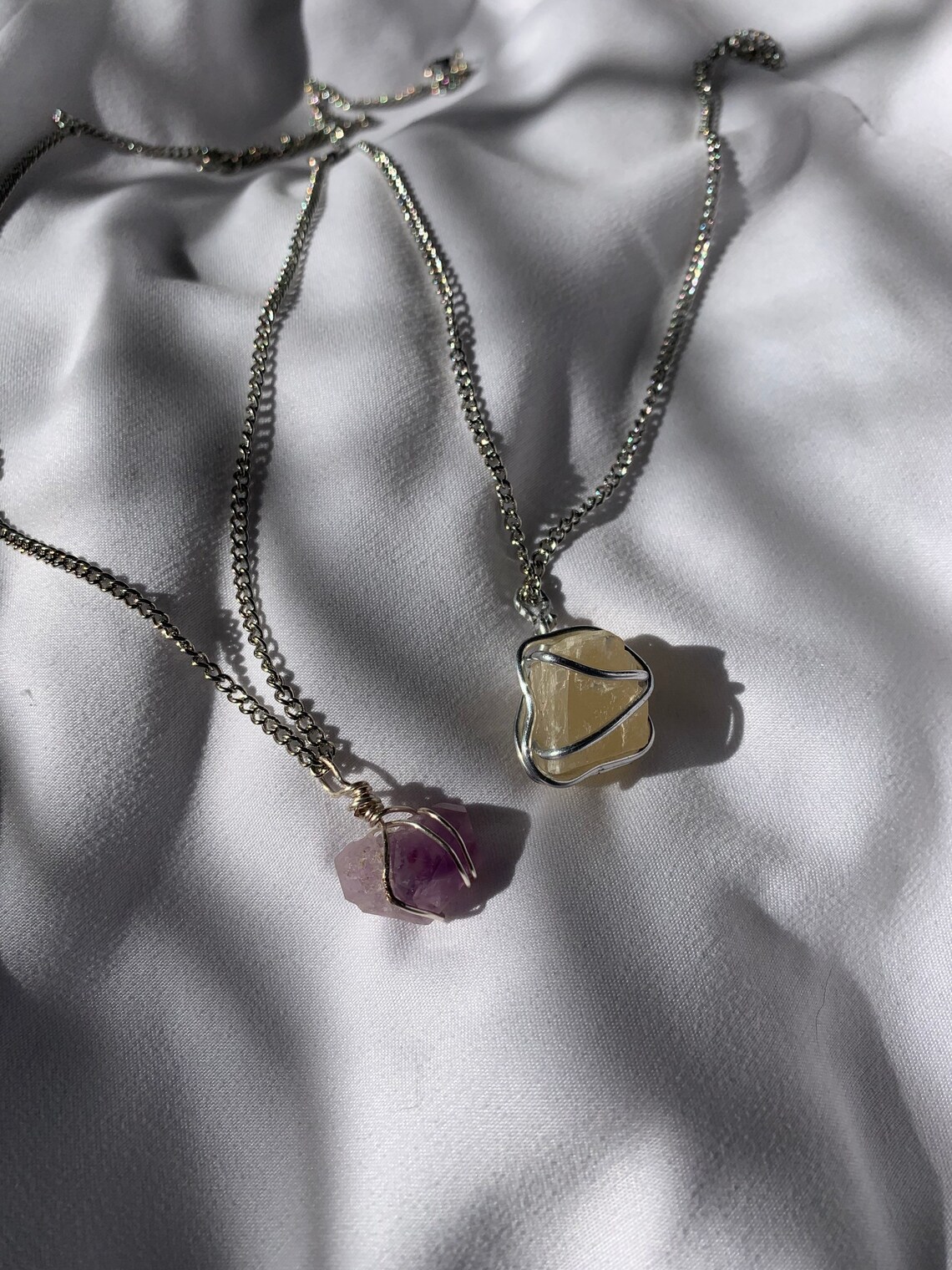 Wire Wrapped Crystal Chain Necklace - Etsy