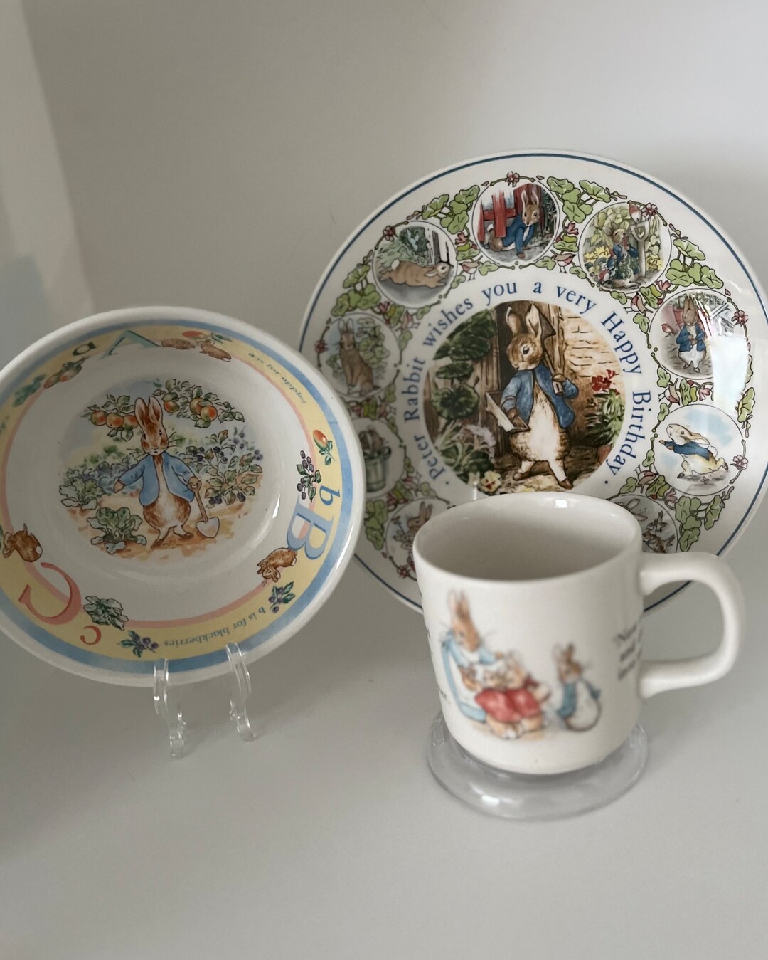 Peter Rabbit Set by Beatrix Potter ,wedgwood Plate , Bowl , Cup , Great ...