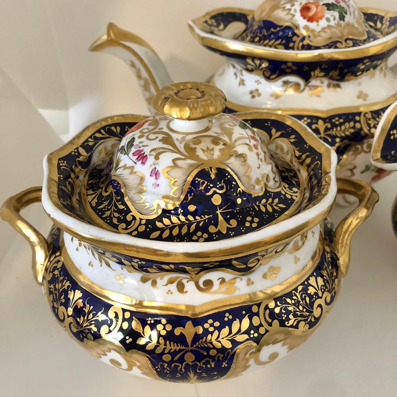 Antique Tea Service Rococo Hand Painted Botanical - Etsy