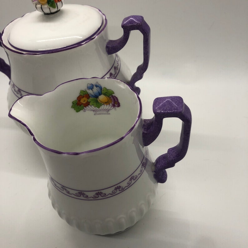 Purple Crown Staffordshire Vintage Creamer and Sugar Floral - Etsy