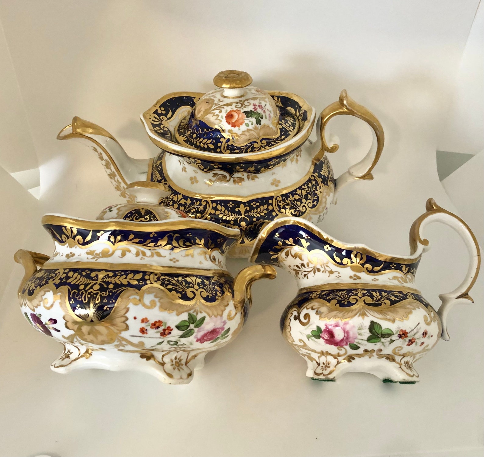 Antique Tea Service Rococo Hand Painted Botanical - Etsy