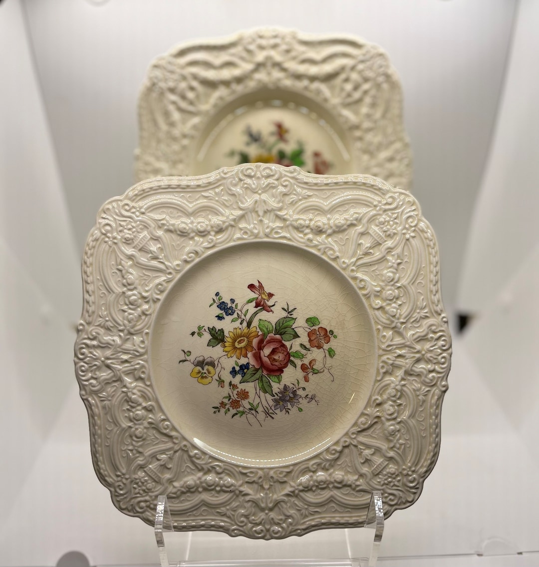 Vintage Plates, Royal Cauldon , Set of Two, Cream Embossed With Floral ...